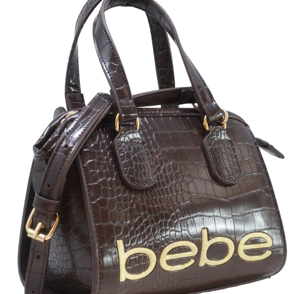 bebe | Bags | Nwt Bebe Chocolate Brown Fabiola Mini Croco Crossbody ...